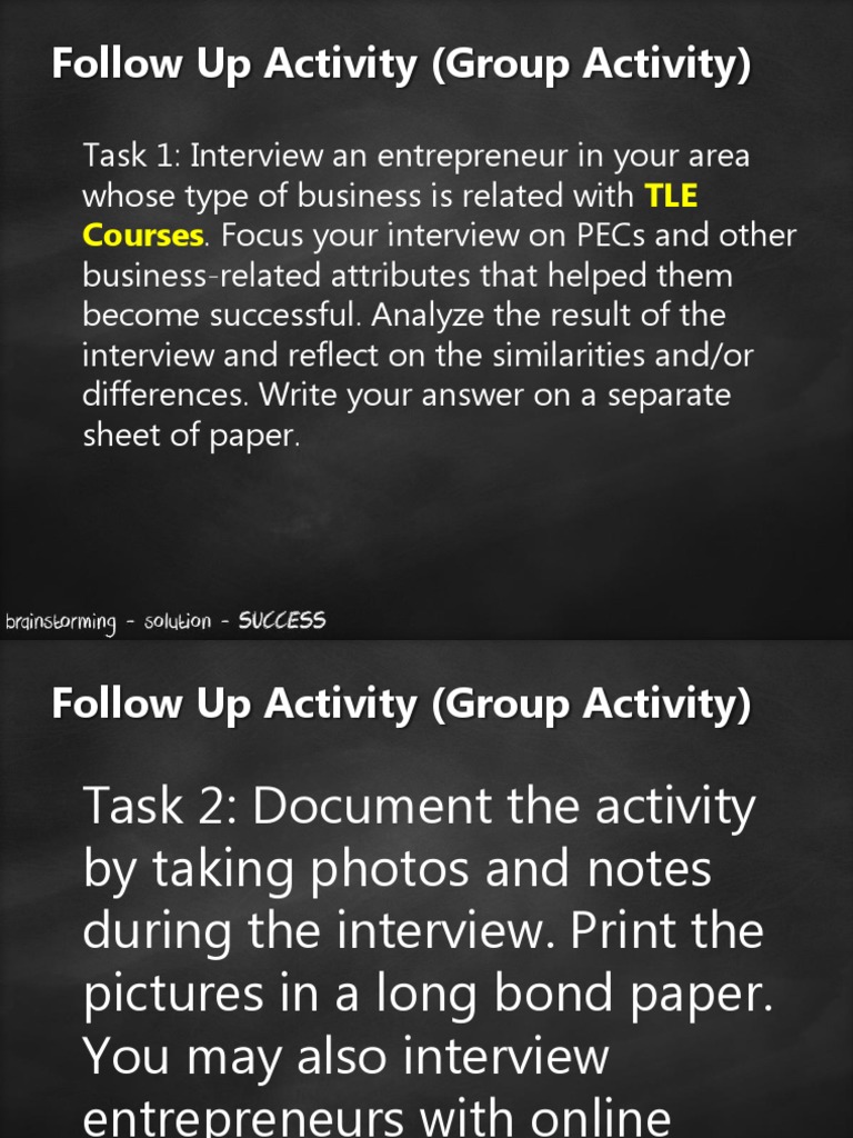 Follow Up Activity (Group Activity) : TLE Courses | PDF