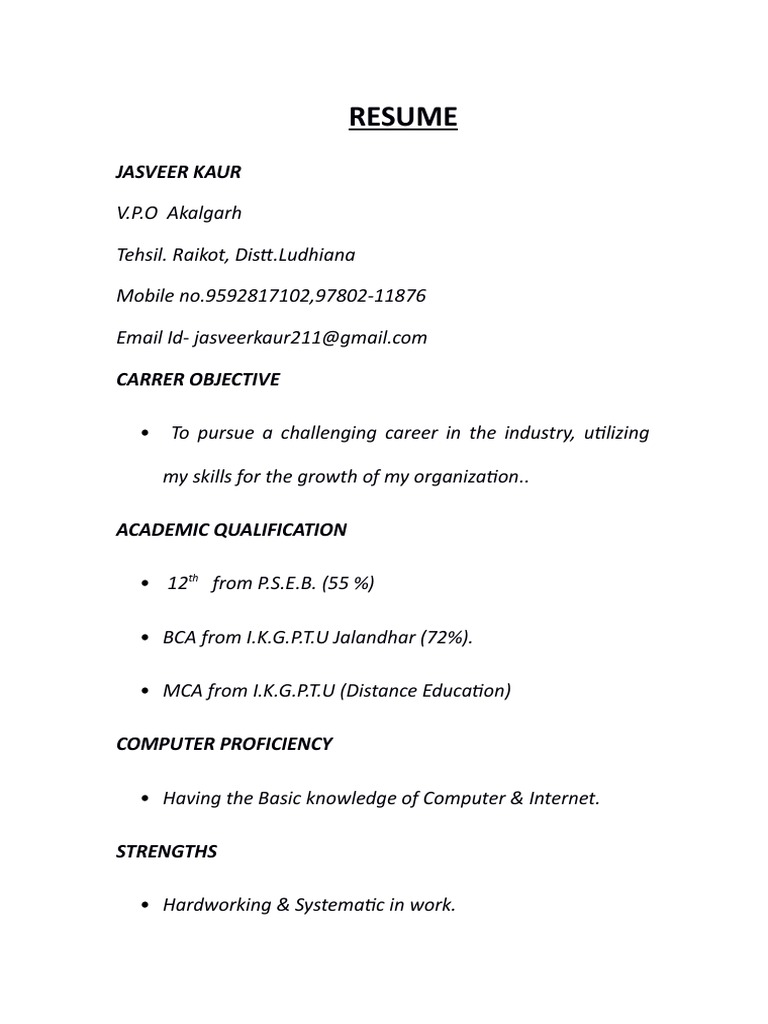 Sample CV | PDF