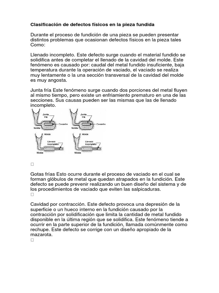 Clasificación de Defectos Físicos en La Pieza Fundida | PDF | Fundición ...