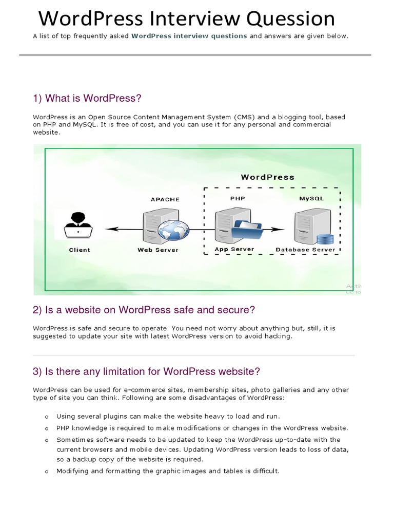 Wordpress Interview Question | Download Free PDF | Word Press | Backup