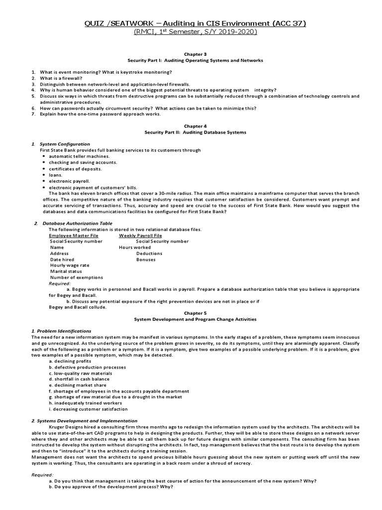 CIS Quiz | PDF | Payroll | Databases