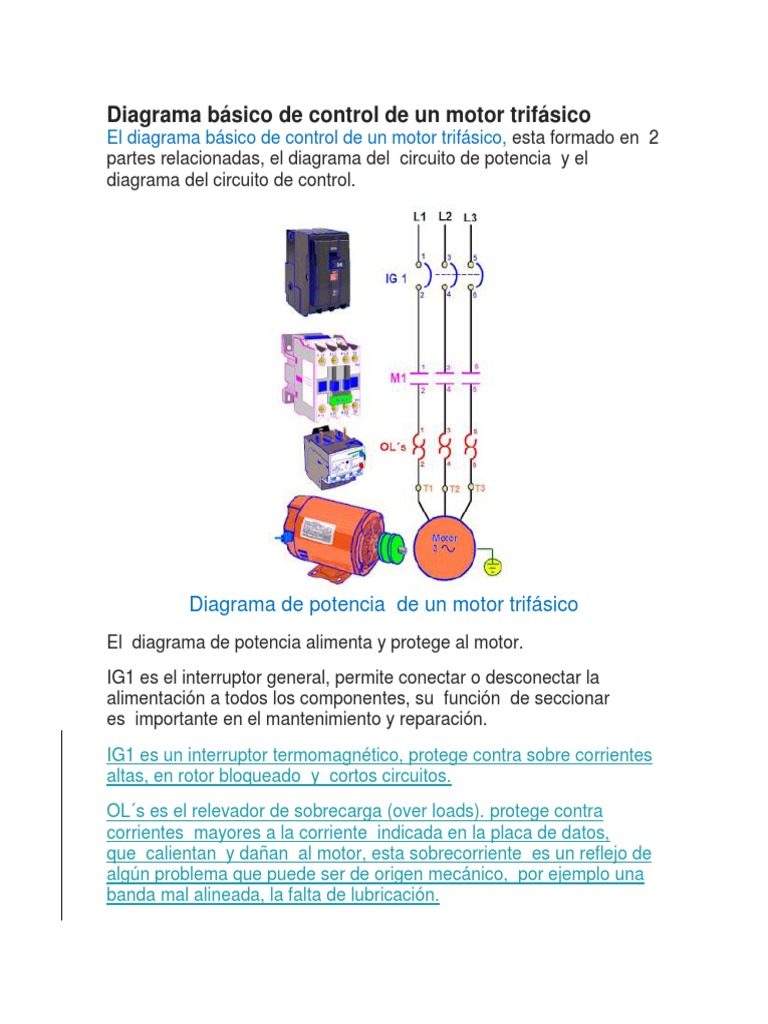 Diagrama Basico Control | PDF | Motor eléctrico | Componentes eléctricos