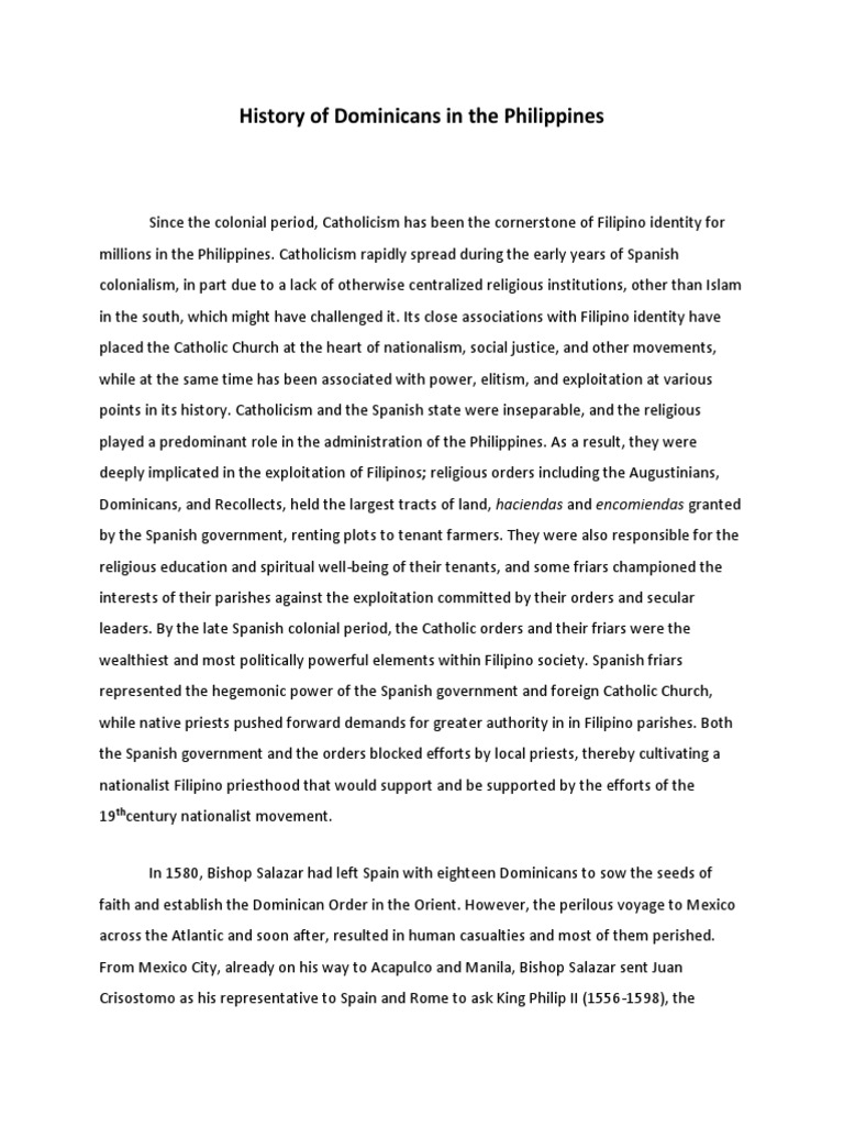 Dominicans' Role in Philippine History | PDF | Dominican Order ...