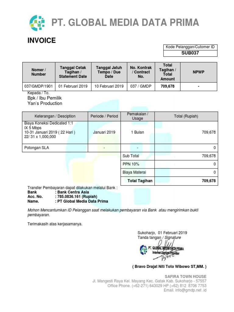 Invoice PT Global Media Data Prima | PDF