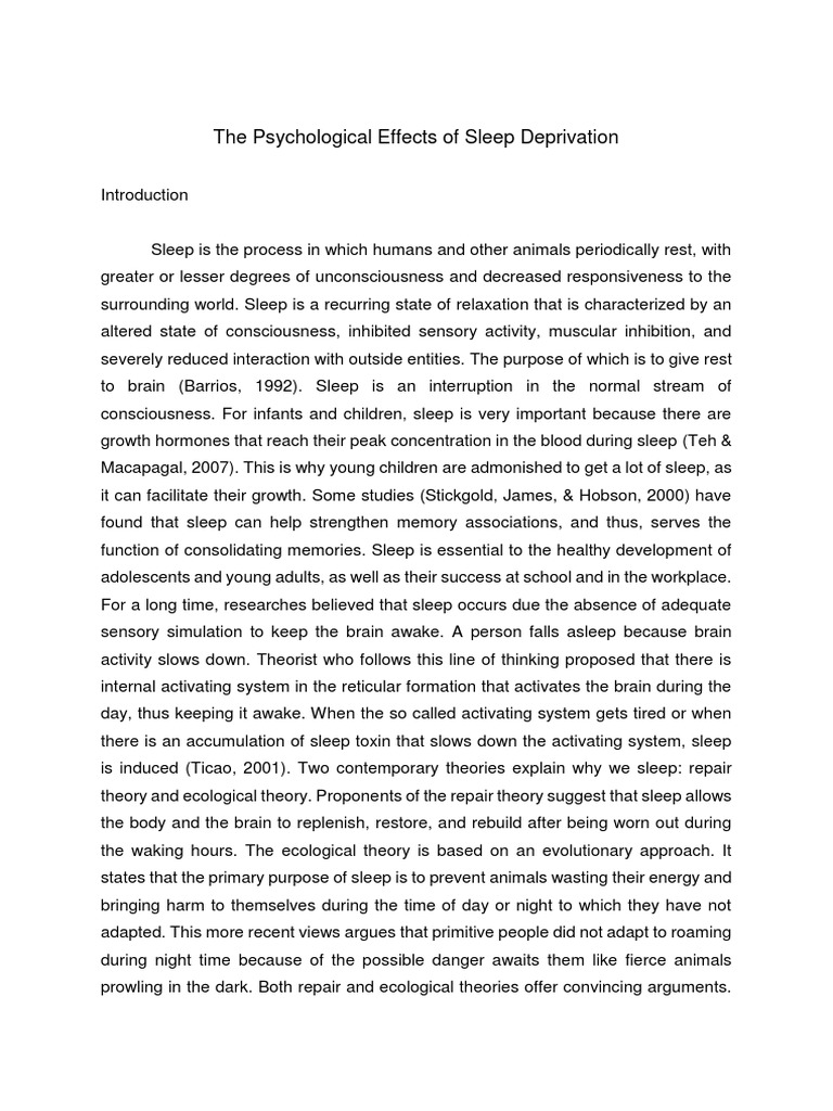 The Psychological Effects of Sleep Deprivation | PDF | Sleep ...