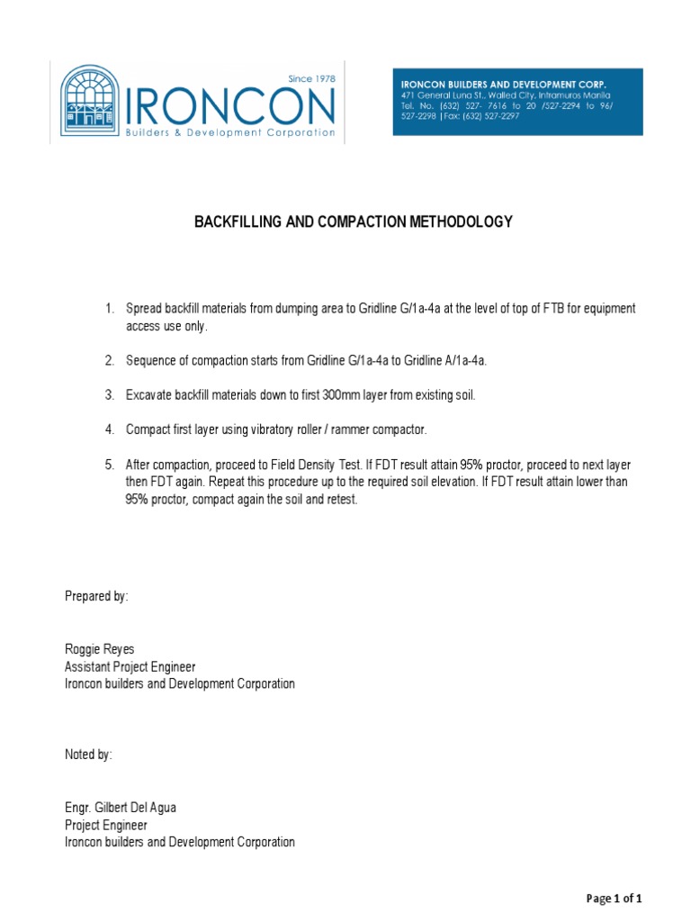 Backfilling and Compaction Methodology: Page 1 of 1 | PDF