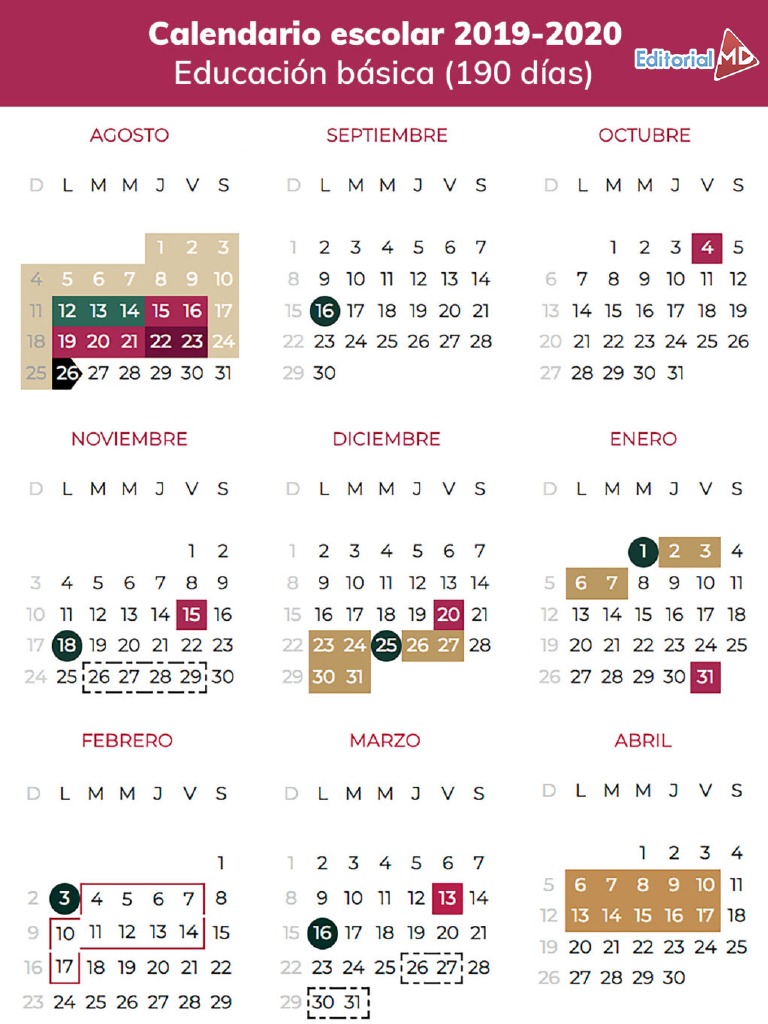 Calendario Escolar 2019 2020 1 1 | PDF