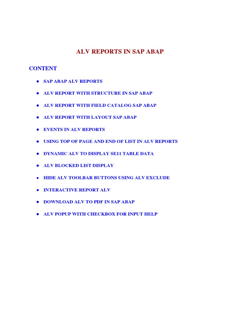 ALV | Download Free PDF | Subroutine | Parameter (Computer Programming) ALV | Download Free PDF | Subroutine | Parameter (Computer Programming)
