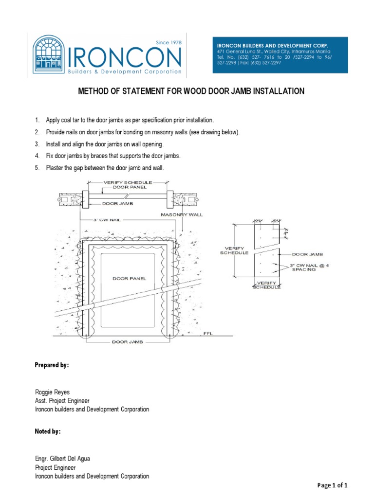 Methodology For Wood Door Jamb Installation | PDF | Art Media ...