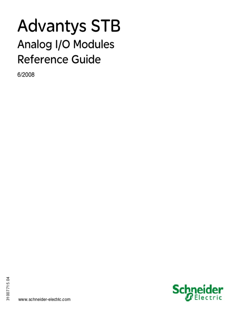 Advantys STB: Analog I/O Modules Reference Guide | PDF | Network ...