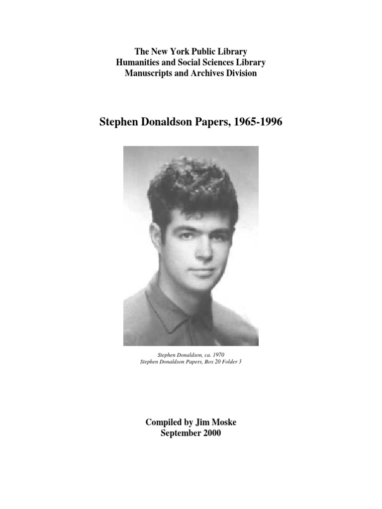 Stephen Donaldson Papers, 1965-1996 | PDF
