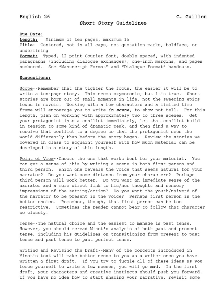 Short Story Guidelines | PDF | Narrative | Narration