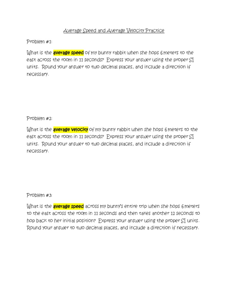 Ave. Velocity | PDF | Speed | Velocity