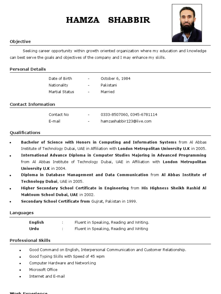 CV - Hamza | PDF | United Arab Emirates | Sales