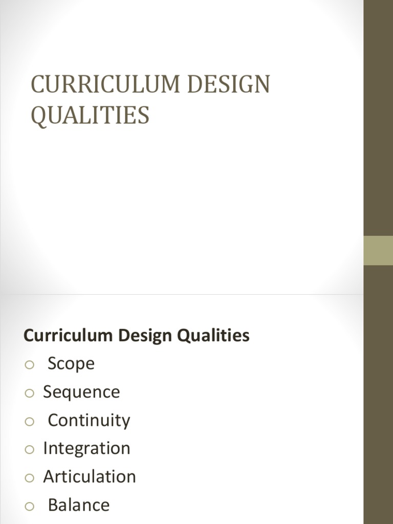 Curriculum Design Qualities Explained | PDF