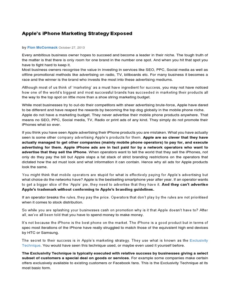 Apple'S Iphone Marketing Strategy Exposed: Fion Mccormack | Download ...