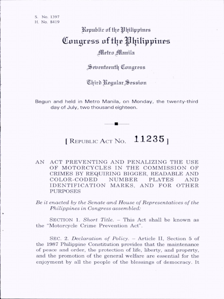 Ra 11235 | PDF | Criminal Law | Vehicle Registration Plate