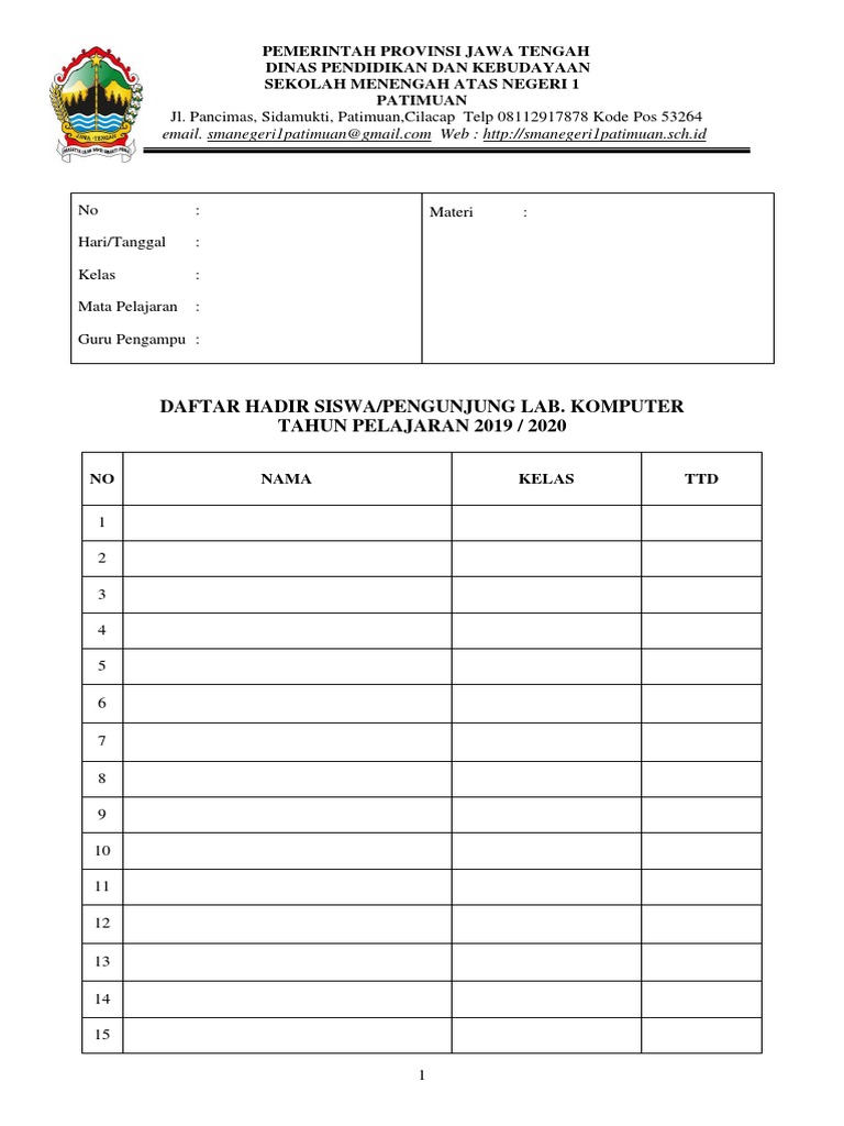 Absensi Pengunjung Lab Komputer-2 | PDF