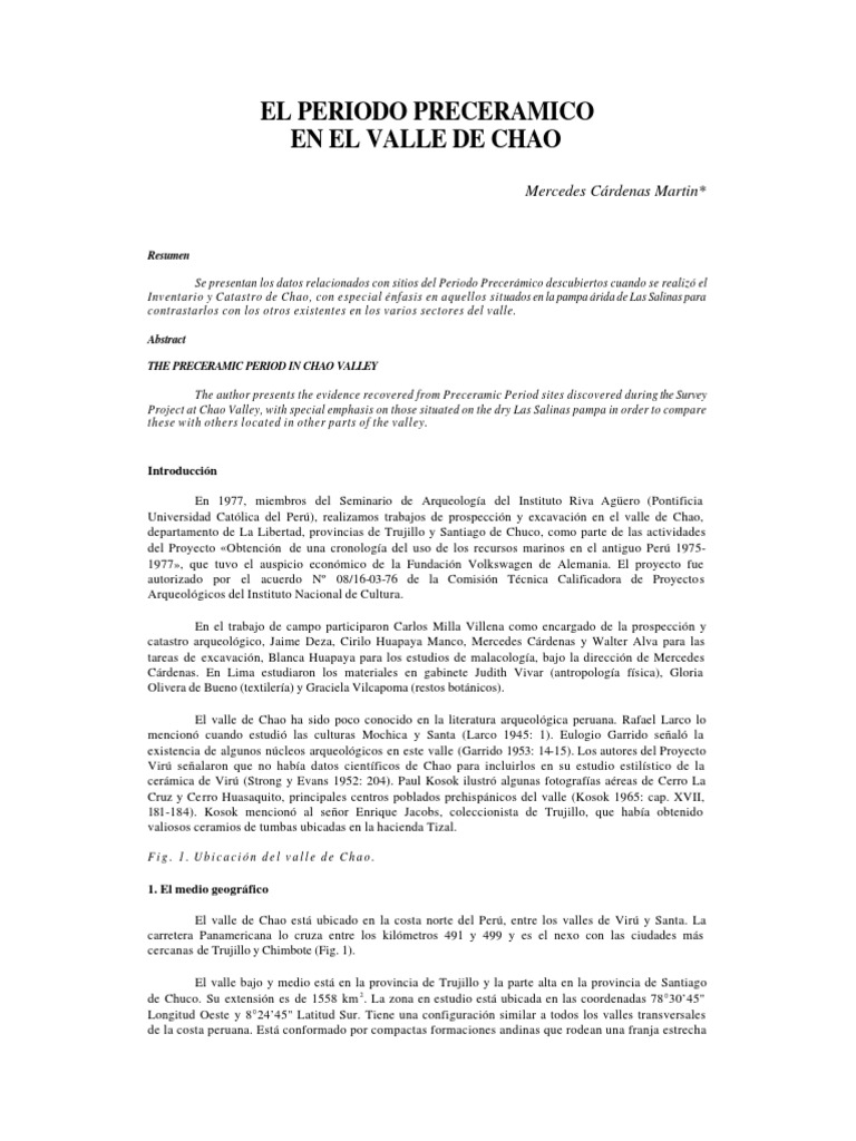 Periodo Precerámico en El Valle de Chao | PDF | Valle | sal
