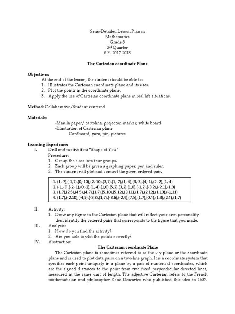 Ed Tech Lesson Plan | PDF | Cartesian Coordinate System | Theoretical ...
