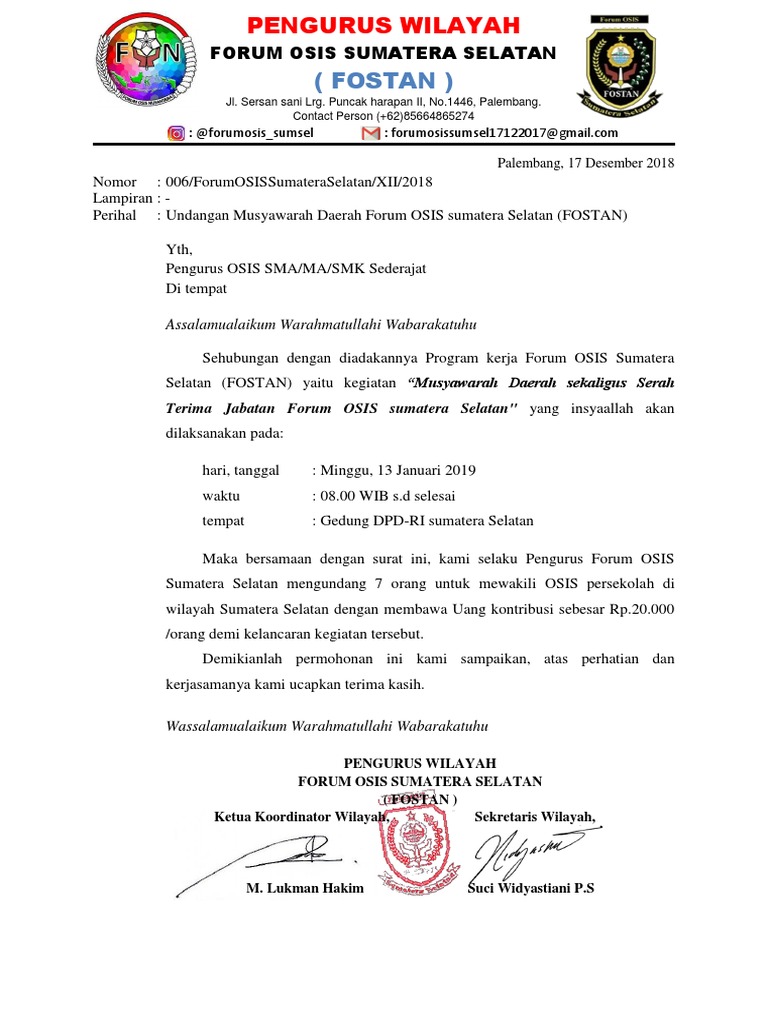 Undangan Musda FOSTAN 2019 | PDF | Politik | Ilmu Sosial