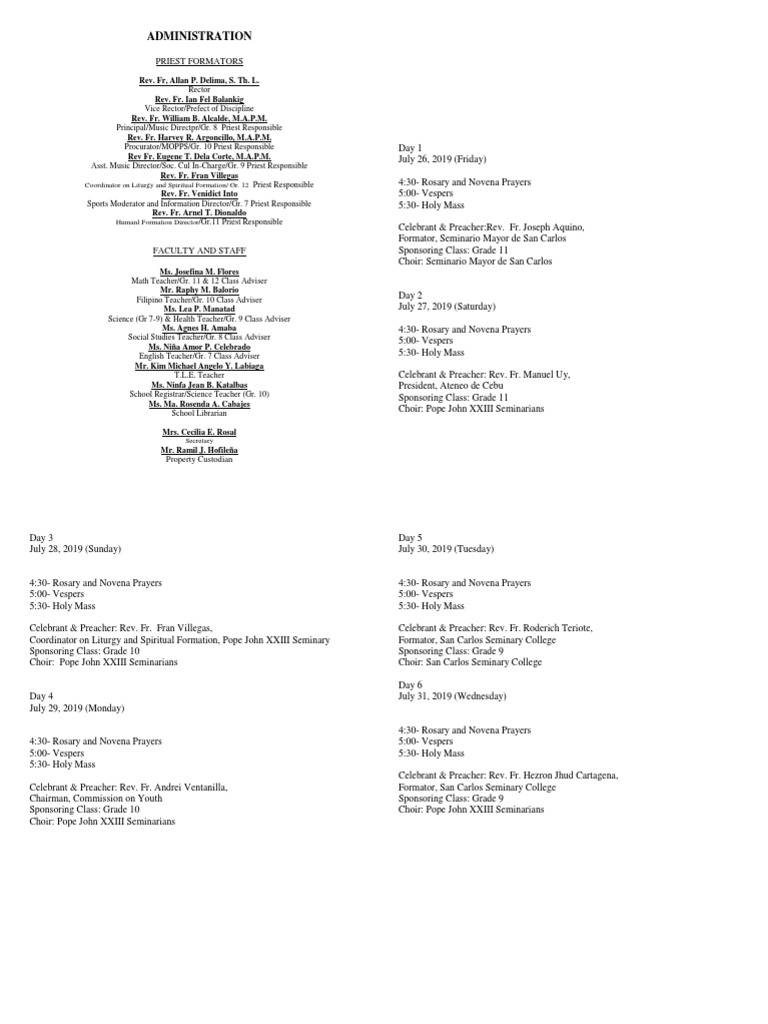 Fiesta SJMV 2019 | PDF | Rosary | Christian Prayer