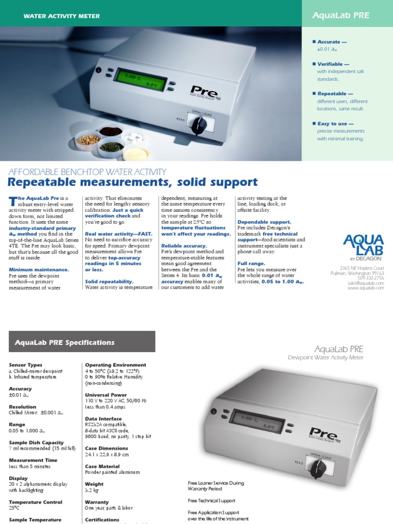 AW Meter Aqualab PRE | PDF | Accuracy And Precision | Calibration
