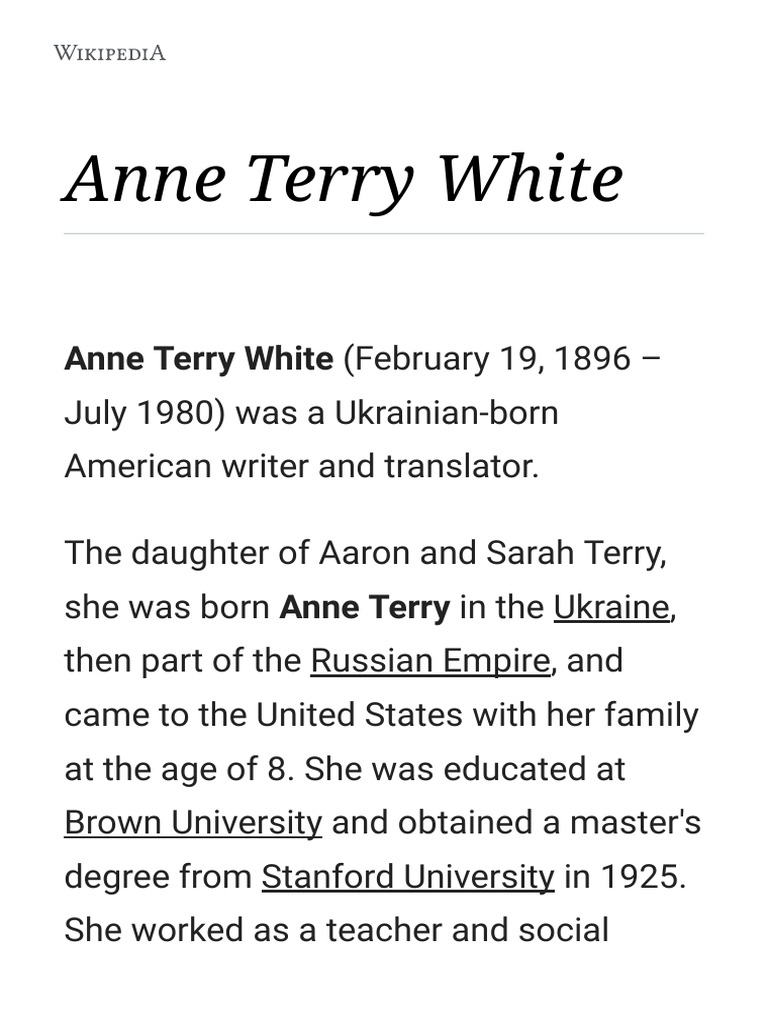 Anne Terry White (February 19, 1896 | PDF