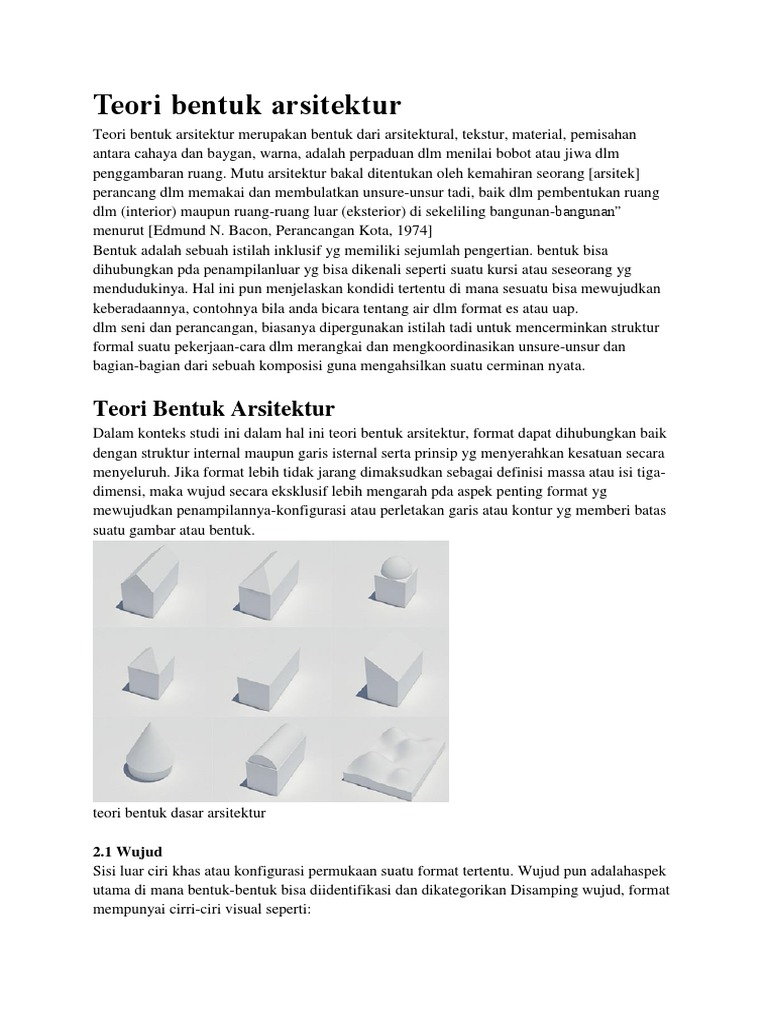 Teori Bentuk Arsitektur PDF | PDF