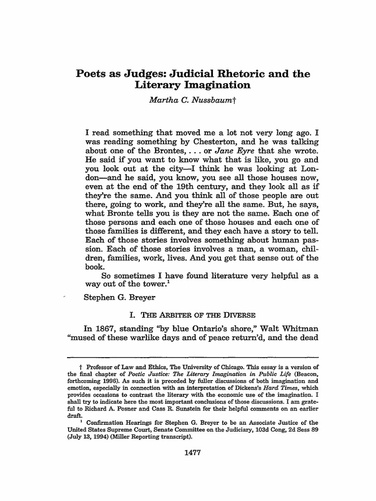 Poets As Judges - Judicial Rhetoric and The Literary Imagination | PDF ...