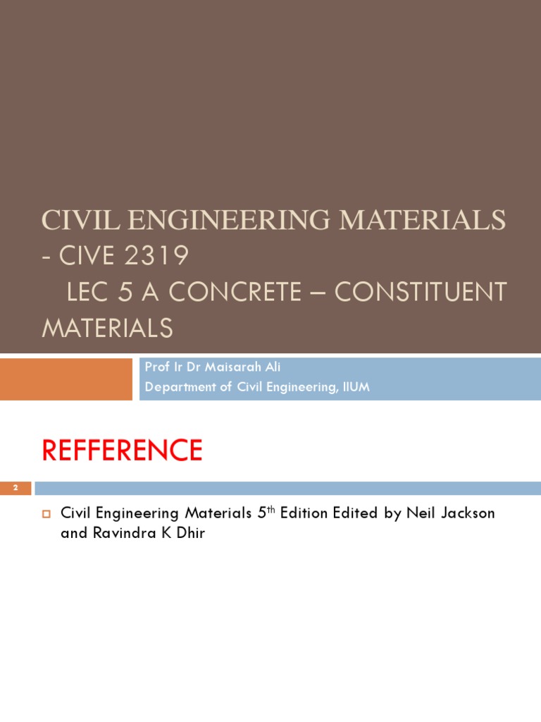 Lec 5a Concrete Constituent Materials | PDF | Cement | Concrete