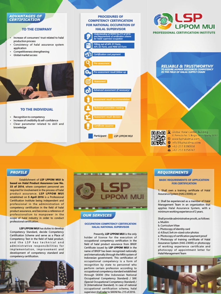 Brosur Lembaga Sertifikasi Profesi Halal | PDF | Professional Certification | Certification