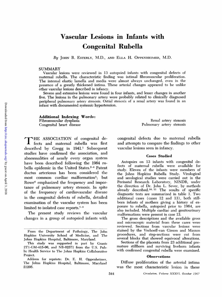 Vascular Lesion in Infants With Cong Rubella Associated With Diarrhea ...