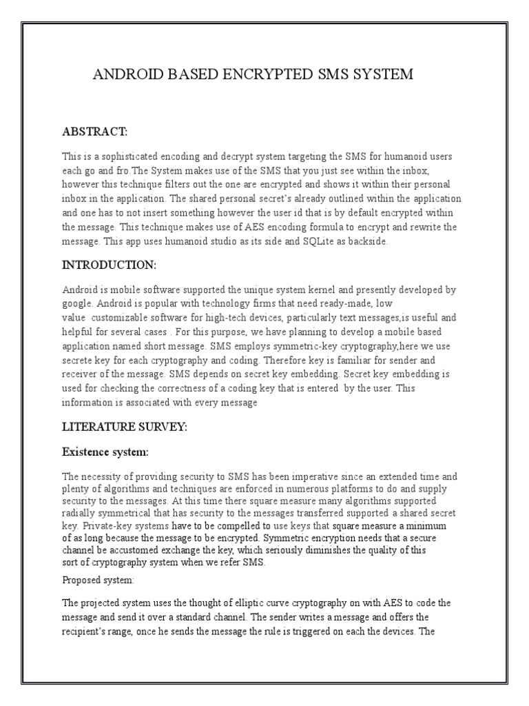 Android Based Encrypted Sms System | PDF | Cryptography | Key ...