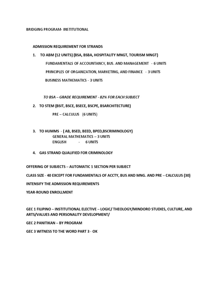 To Bsa - Grade Requirement - 82% For Each Subject | PDF