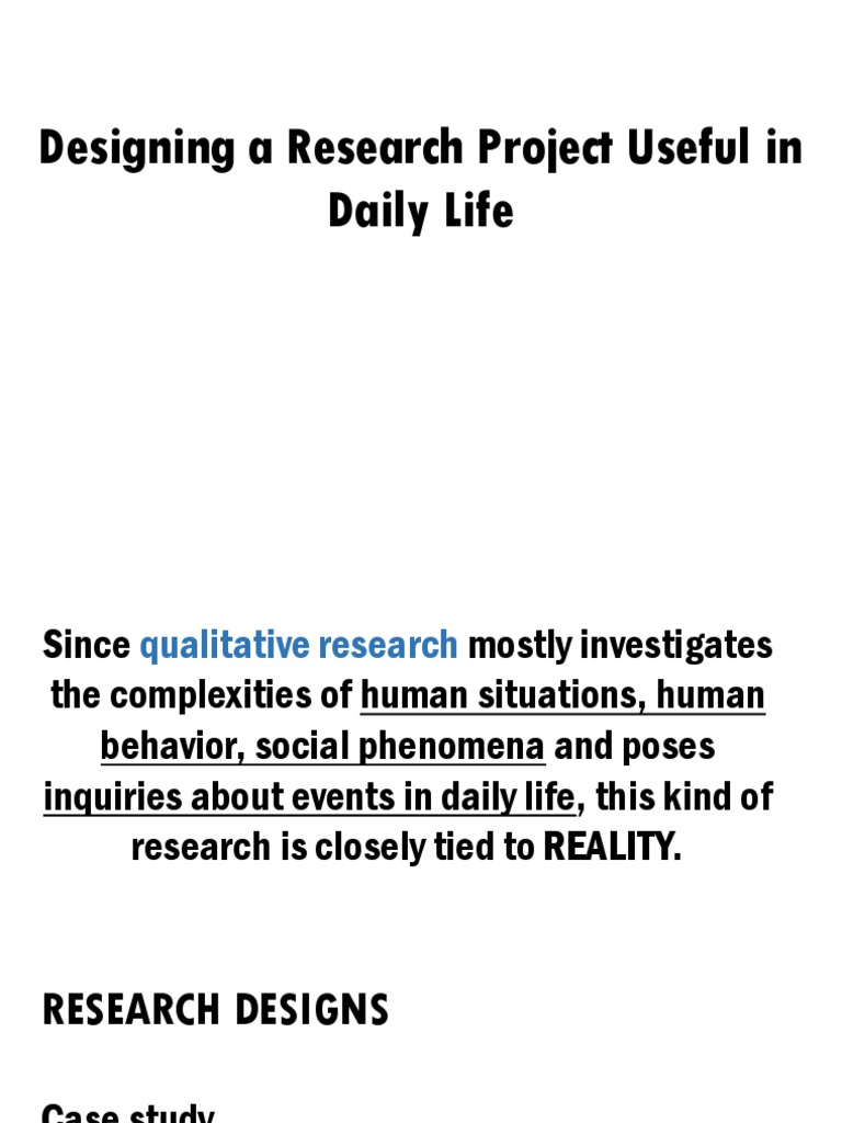 Designing A Research Project Useful in Daily Life | PDF