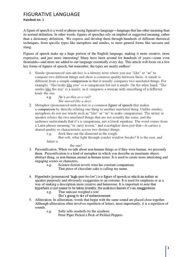 Figurative Language | PDF | Metaphor | Anthropomorphism
