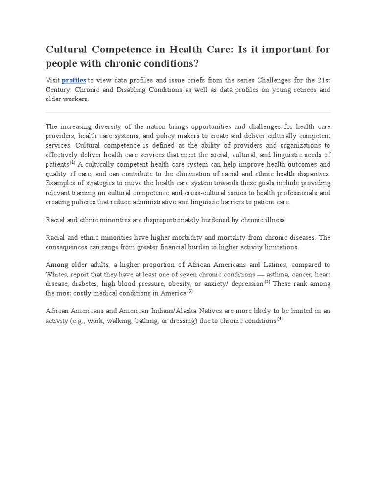 Cultural Competence in Health Care | PDF | Chronic Condition | Health ...