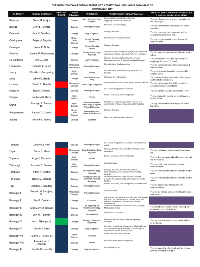 Barangay Profiles | PDF | Philippines | Business