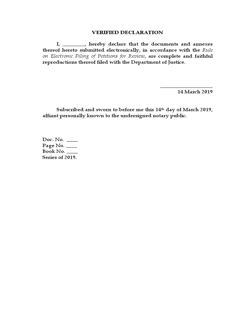 Verified Declaration | PDF