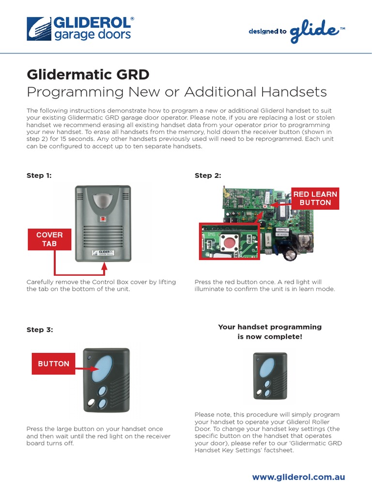 Glidermatic GRD Programming New or Additional Handsets | PDF