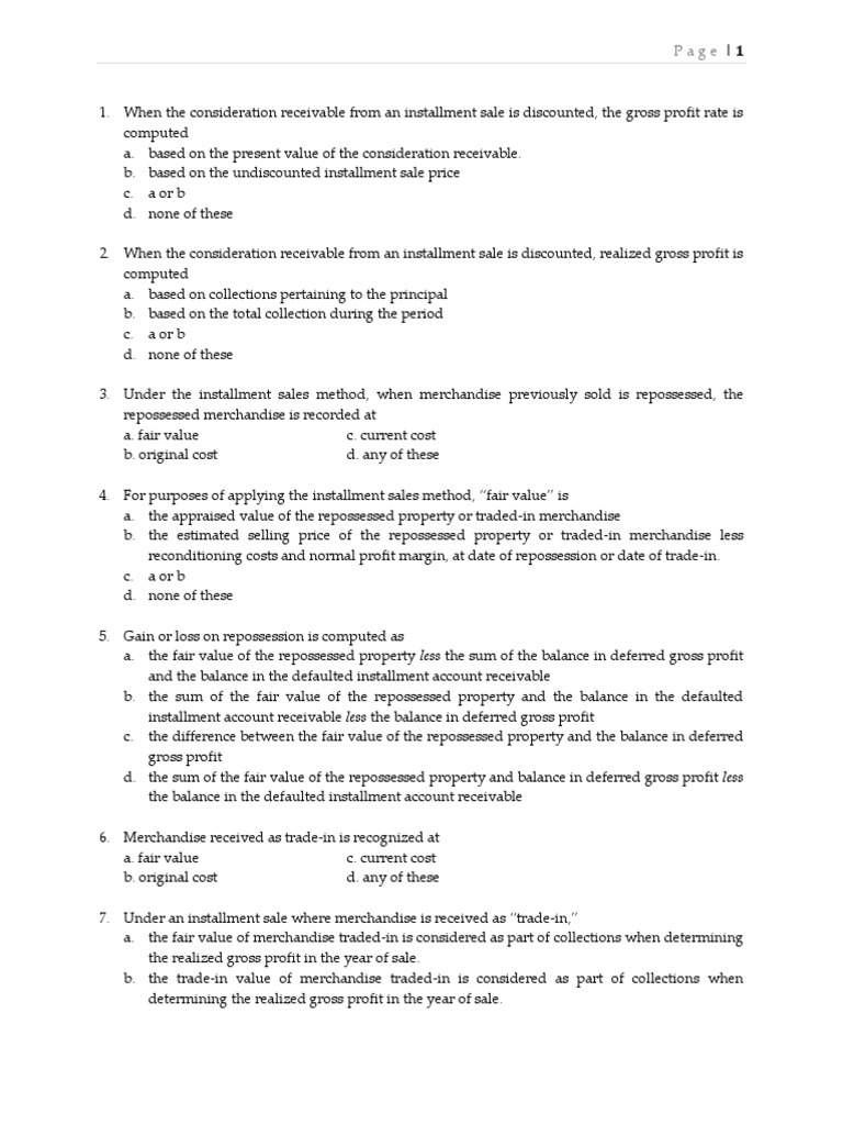 Installment Sales Method 1 | PDF | Interest | Money