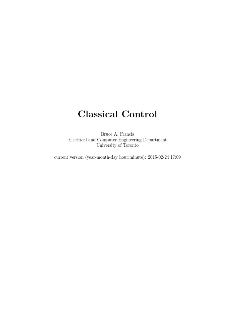 Introduction to Classical Control Systems | PDF | Control Theory | Function (Mathematics)