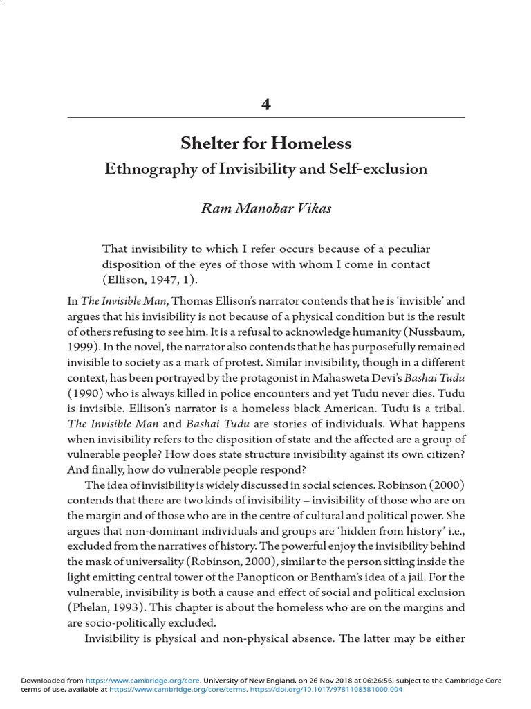 4 Shelter For Homeless: Ethnography of Invisibility and Self-Exclusion ...