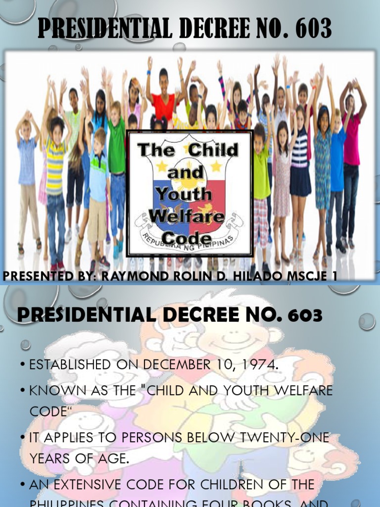 Overview of PD 603: Child Welfare Code | PDF | Child Labour | Employment