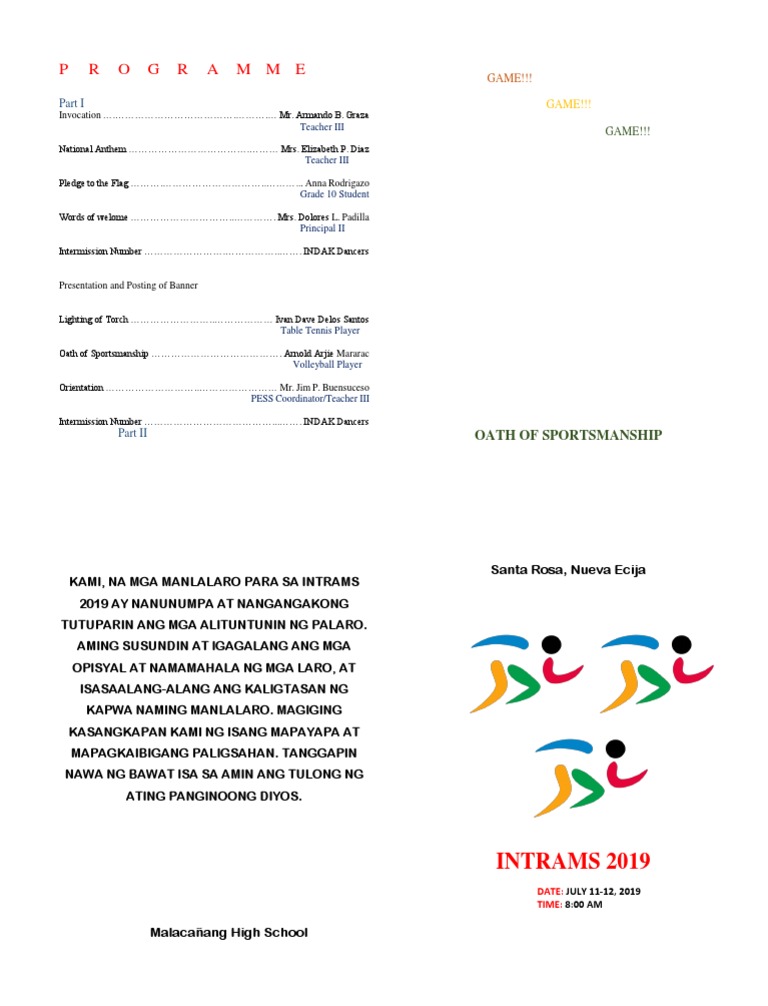 Intrams Program Guide | PDF