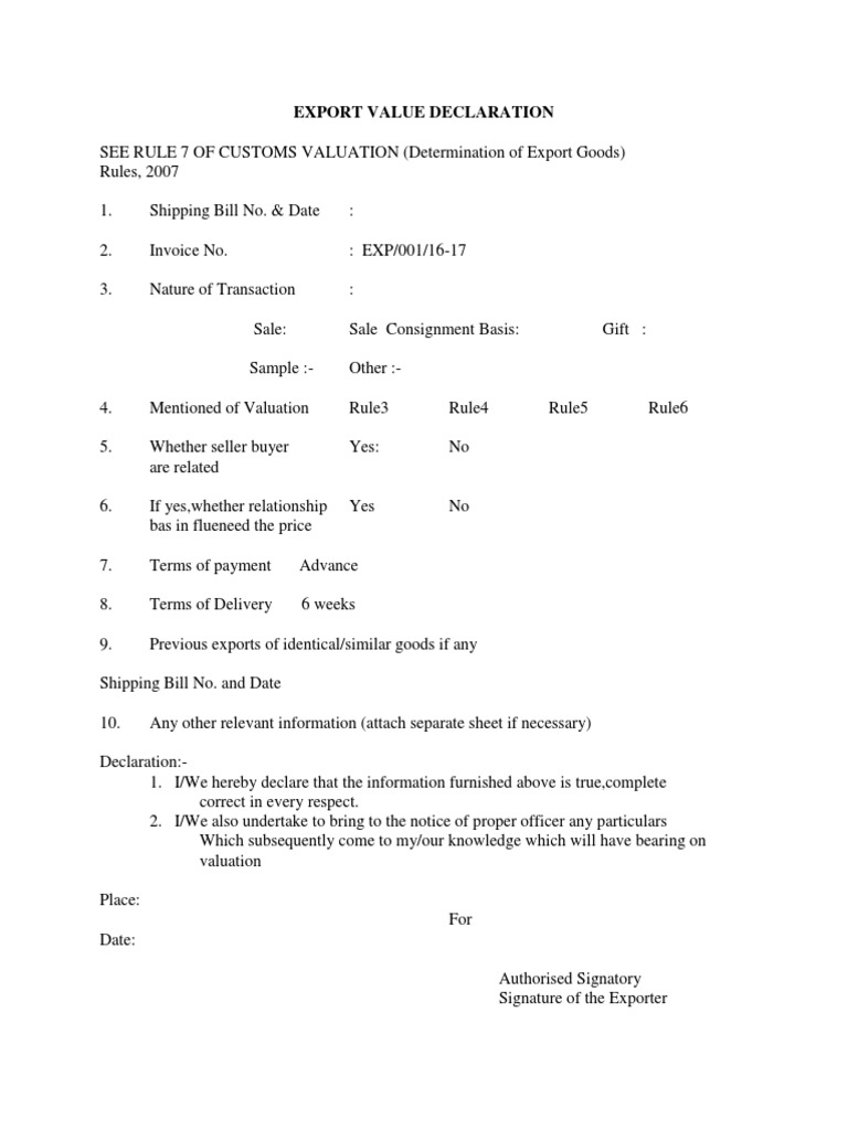 Determining the Export Value under Customs Valuation Rules | PDF
