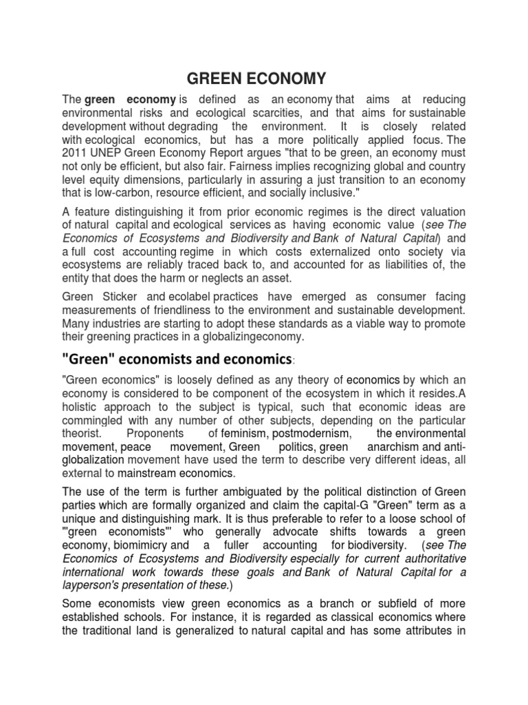 Green Economy: "Green" Economists and Economics | Download Free PDF ...