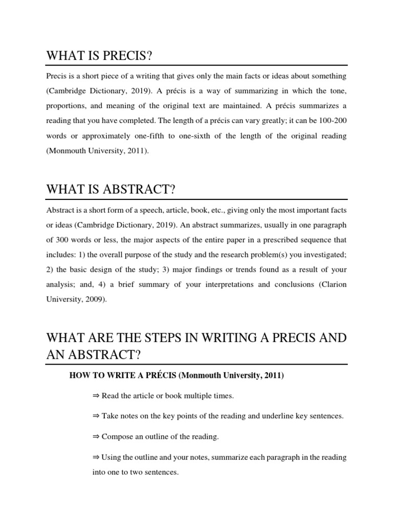 A Guide to Writing Precises, Abstracts, and Outlines: Understanding the ...