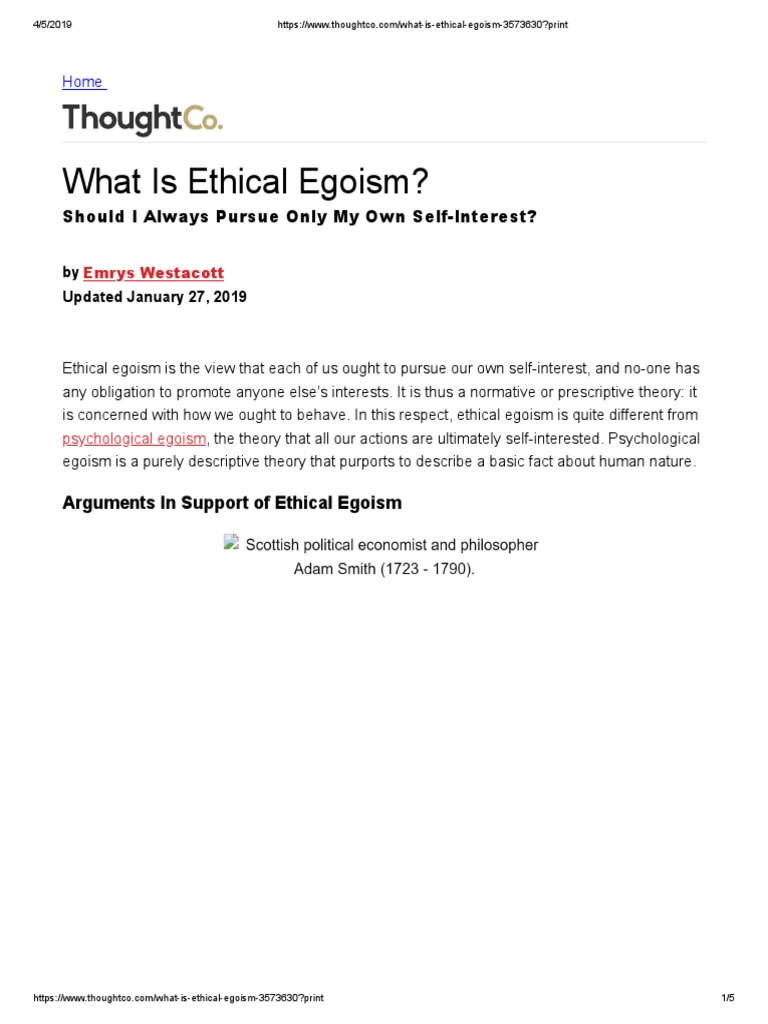 What Is Ethical Egoism?: Should I Always Pursue Only My Own Self ...